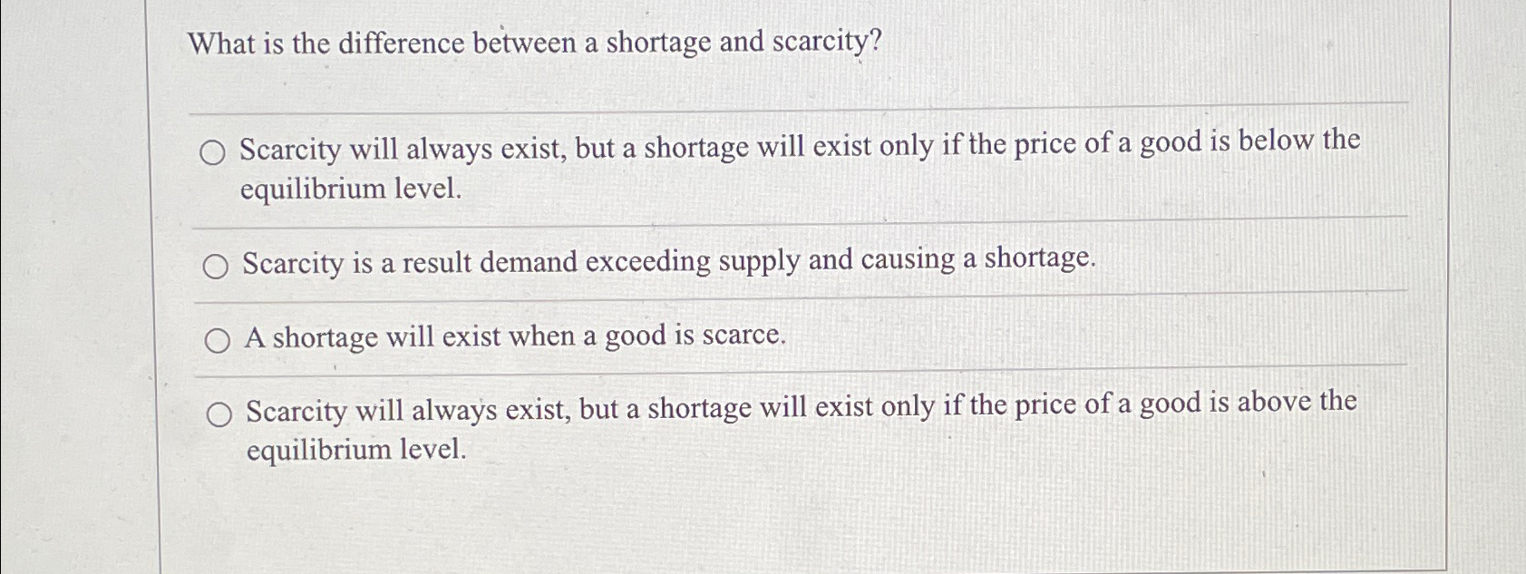 Solved What is the difference between a shortage and | Chegg.com