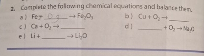 Solved Complete the following chemical equations and balance | Chegg.com