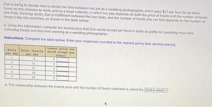 Solved Zoe is trying to decide how to divide her time | Chegg.com