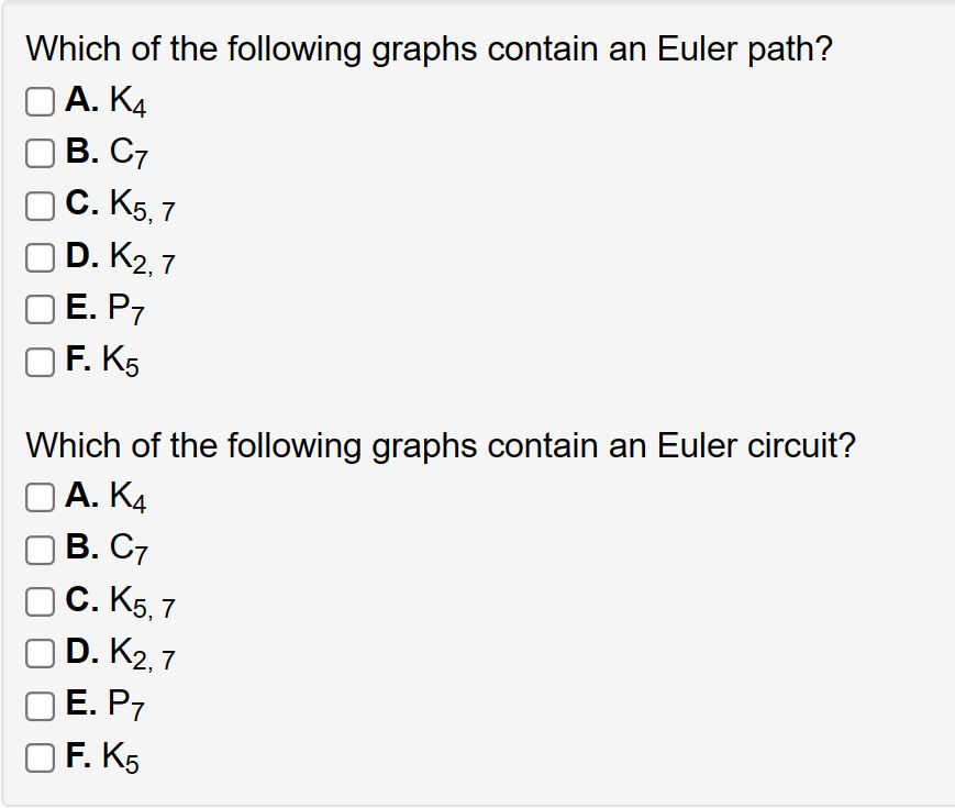 Solved Which of the following graphs contain an Euler | Chegg.com