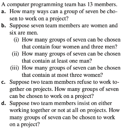 Solved A computer programming team has 13 ﻿members.a. ﻿How | Chegg.com
