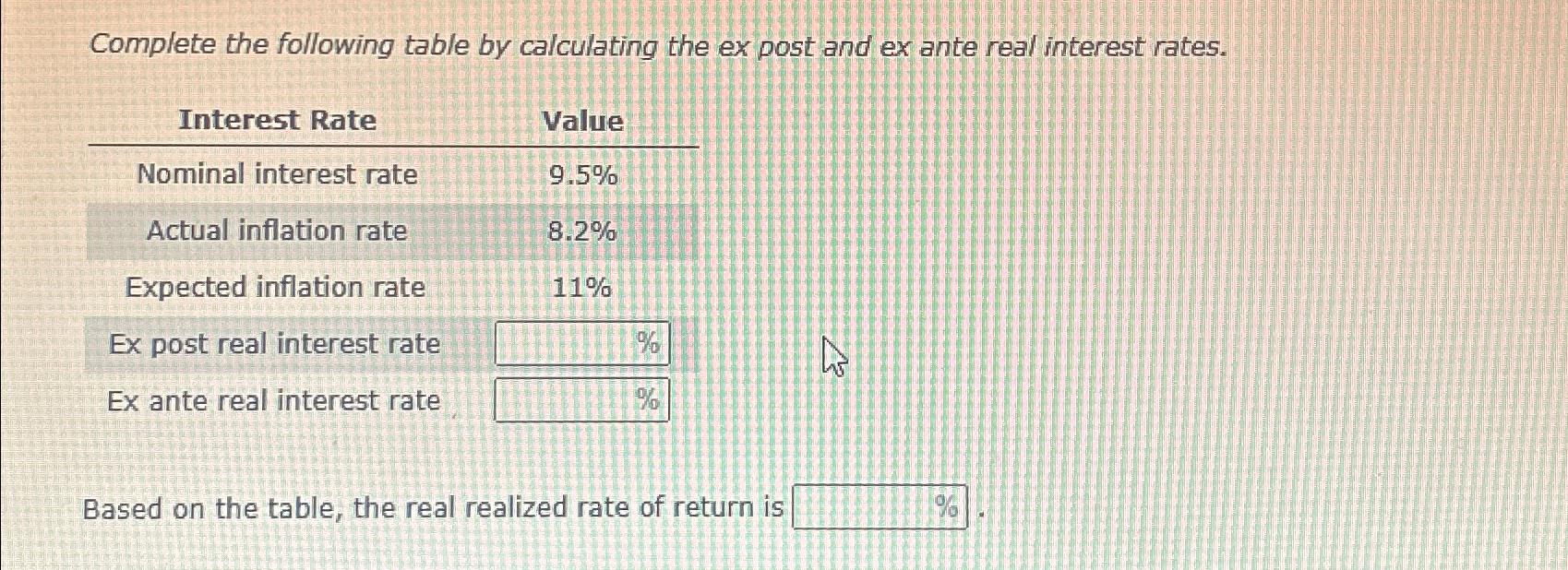 Solved Complete the following table by calculating the ex | Chegg.com