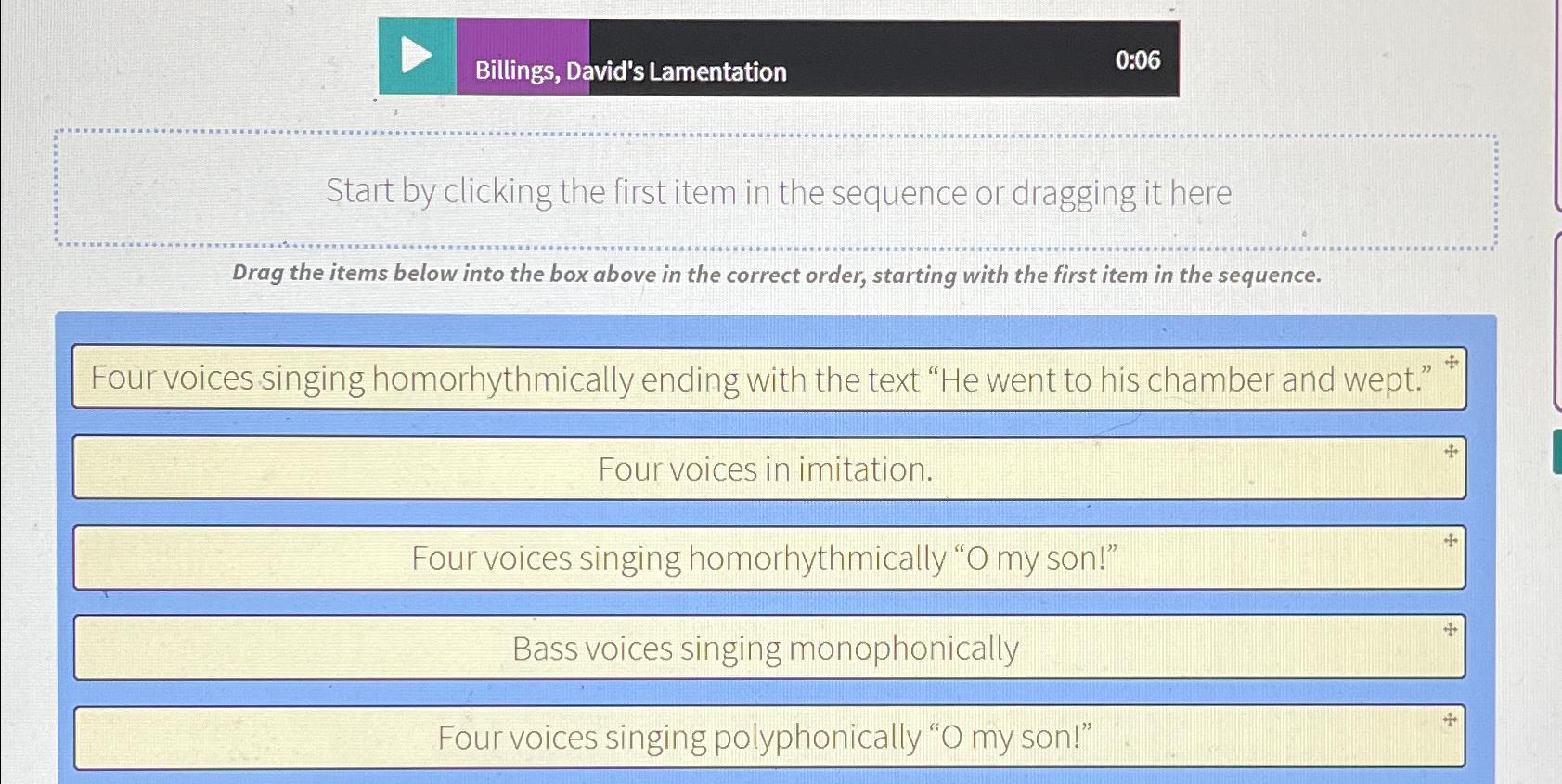 Solved Billings, David's Lamentation0:06Start by clicking | Chegg.com