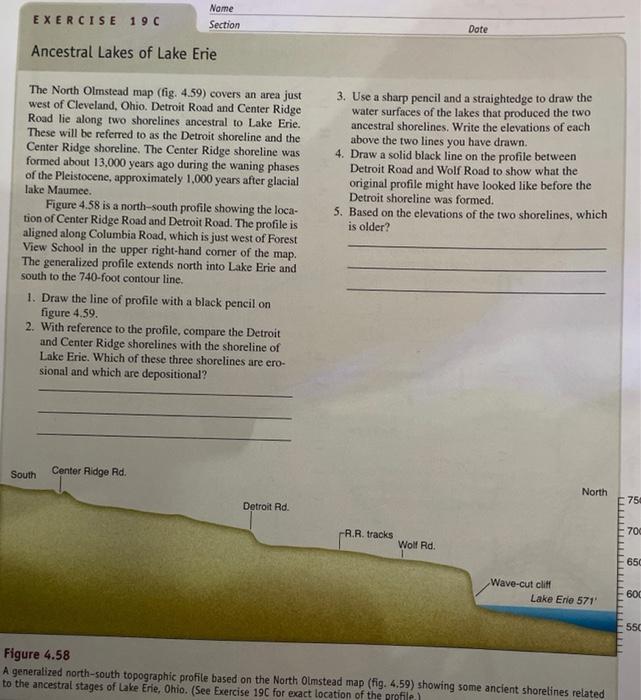 Name EXERCISE 19 C Section Ancestral Lakes of Lake | Chegg.com