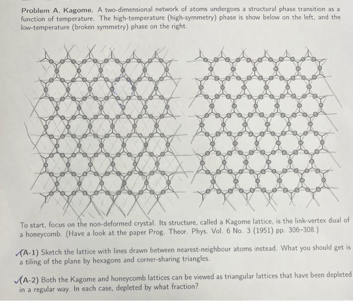 Solved (A-3) Describe the Kagome lattice:(A-4) Reciprocal | Chegg.com