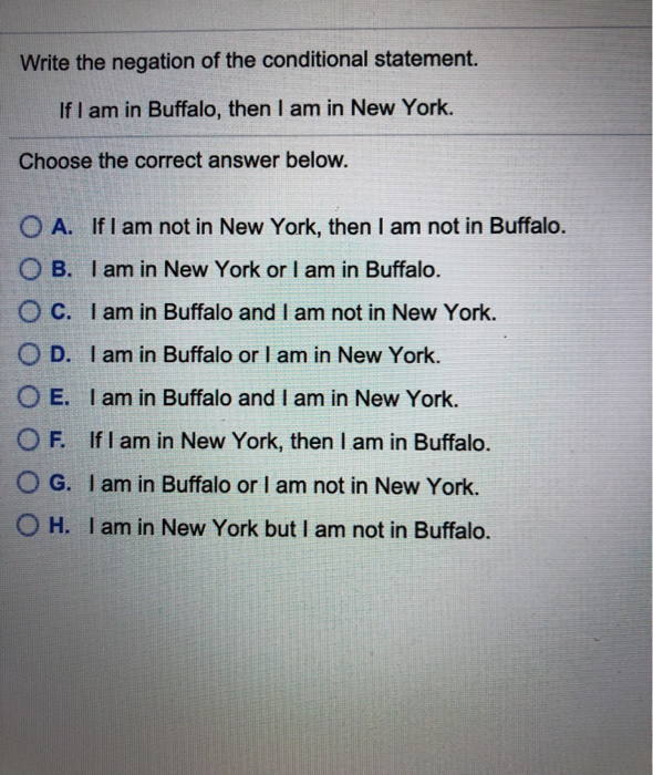 Solved Write the negation of the conditional statement. If I | Chegg.com