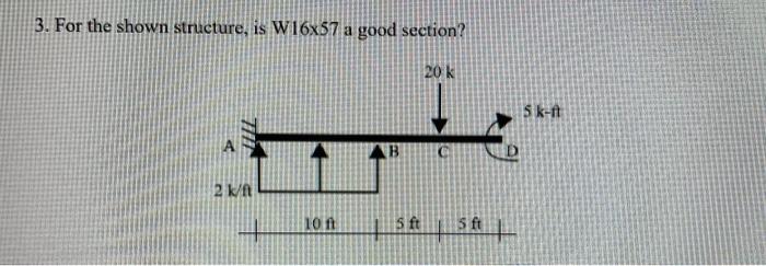 Solved 3. For the shown structure, is W16x57 a good section? | Chegg.com