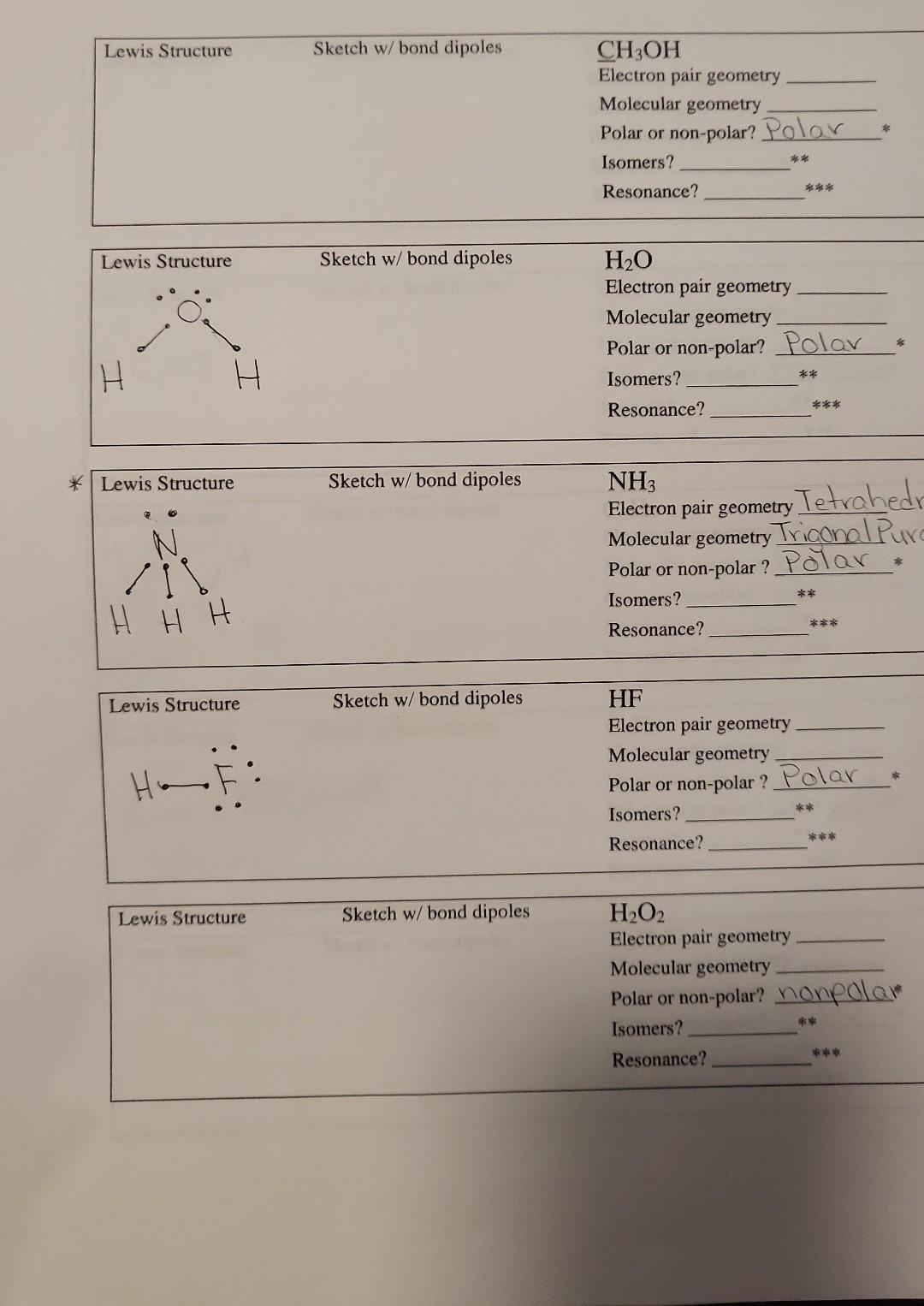 Solved Procedure: 1) Draw the Lewis Structure 2) Build the | Chegg.com