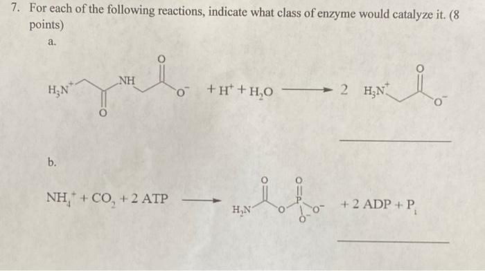 Solved 7. For each of the following reactions, indicate what | Chegg.com