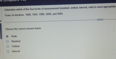Solved Determine which of the four levels of measurement | Chegg.com