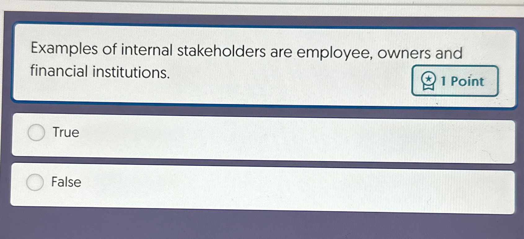 Solved Examples of internal stakeholders are employee, | Chegg.com