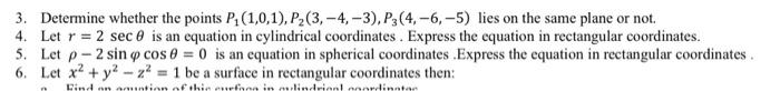 Solved 3. Determine whether the points | Chegg.com