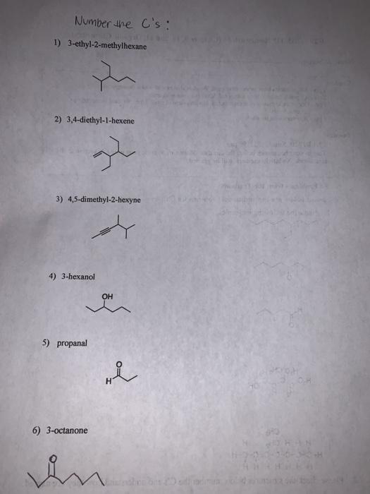 Solved H5C CHs H2 1. Name the following molecules. Н. 1. | Chegg.com ...