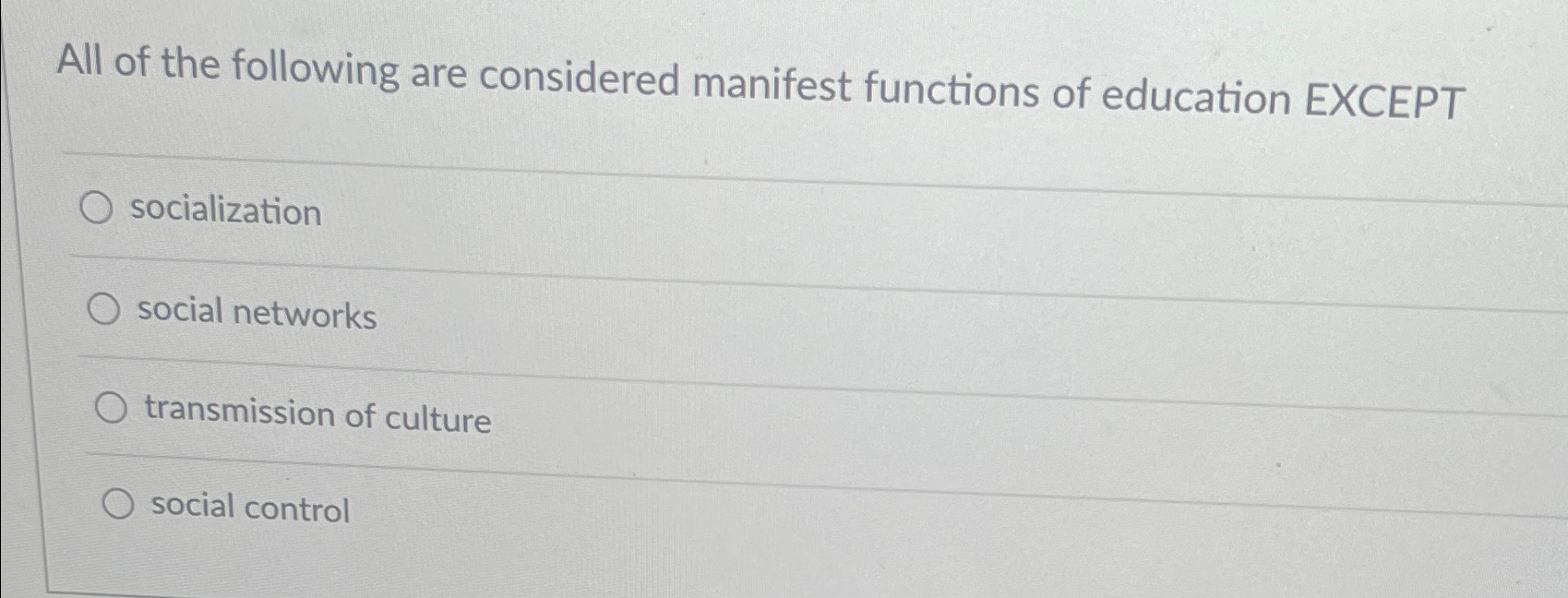 Solved All of the following are considered manifest | Chegg.com