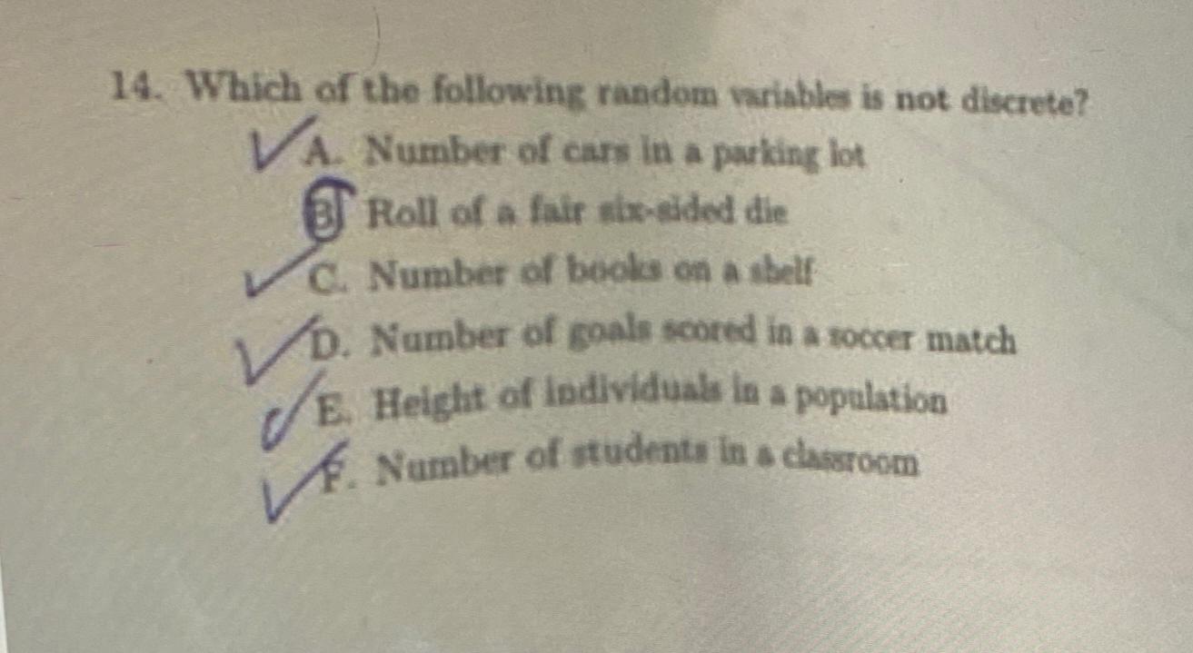 Solved Which of the following random variables is not | Chegg.com