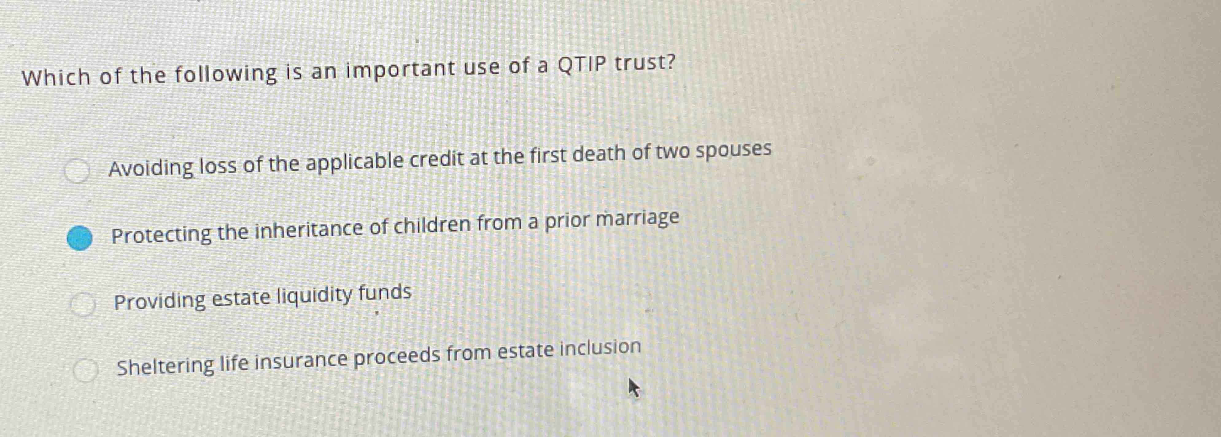 Solved Which of the following is an important use of a QTIP | Chegg.com