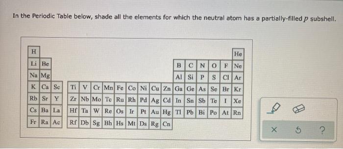 Solved In the Periodic Table below, shade all the elements | Chegg.com