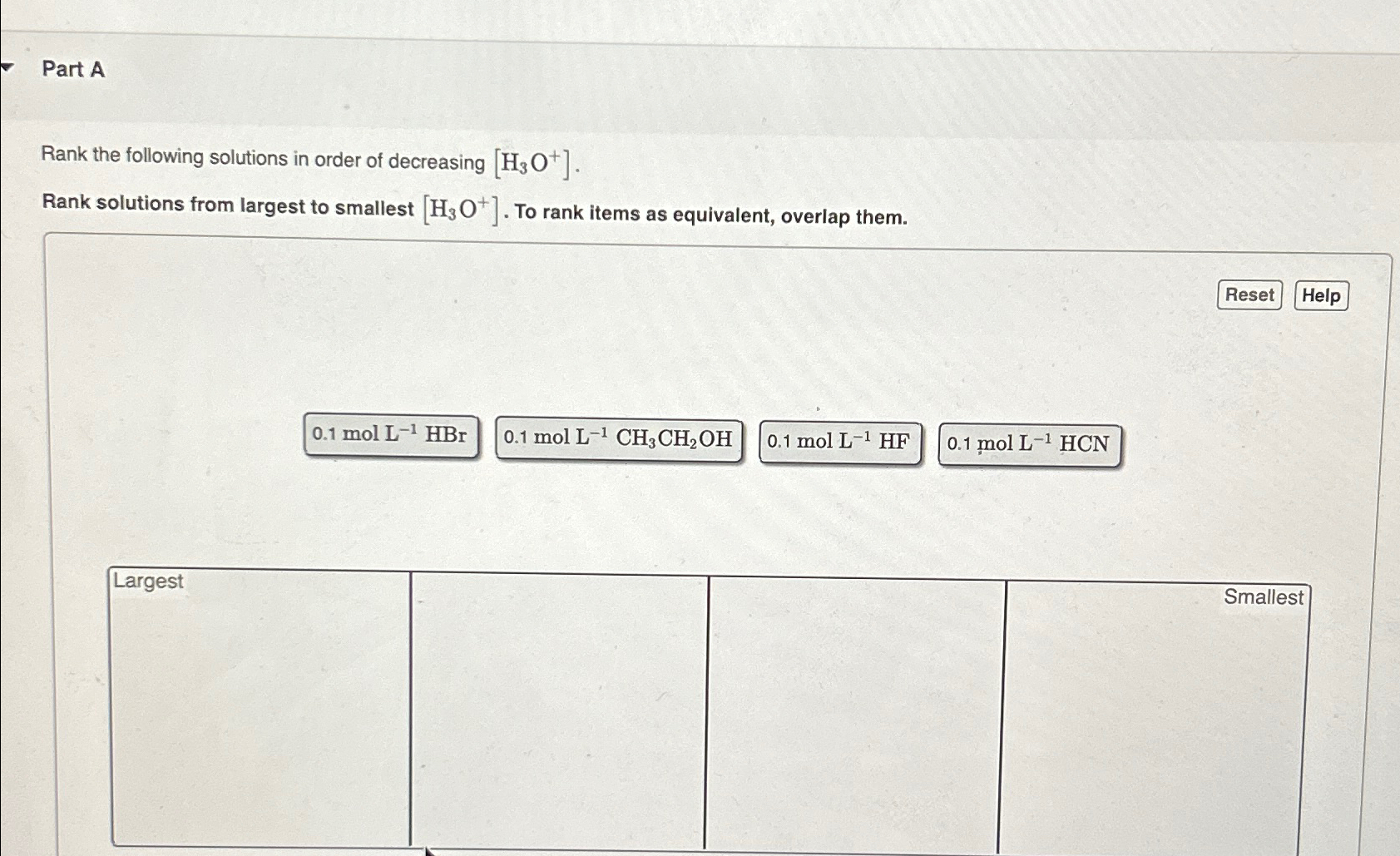 Solved Part ARank the following solutions in order of | Chegg.com