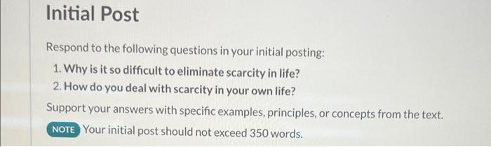 Solved Initial Post Respond to the following questions in | Chegg.com