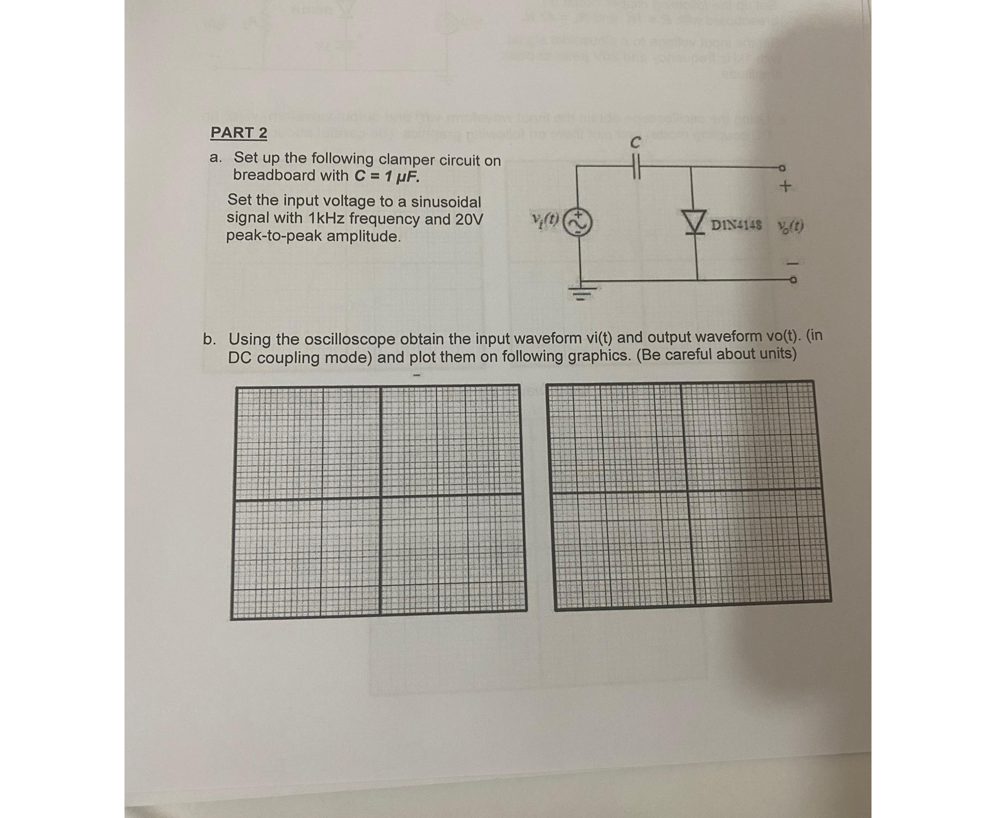 Solved PART 2a. ﻿Set up the following clamper circuit on | Chegg.com