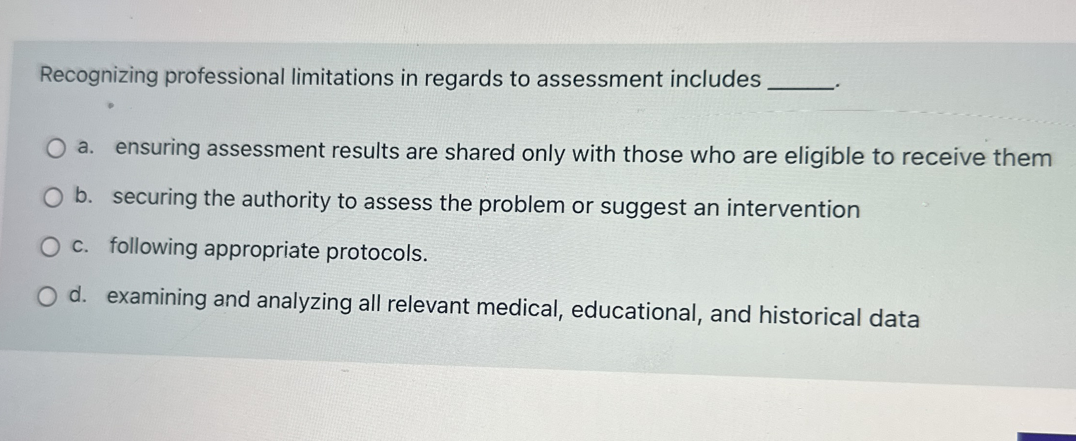 Solved Recognizing professional limitations in regards to | Chegg.com