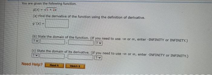 Solved You are given the following function. g(x)=1+2x (a) | Chegg.com