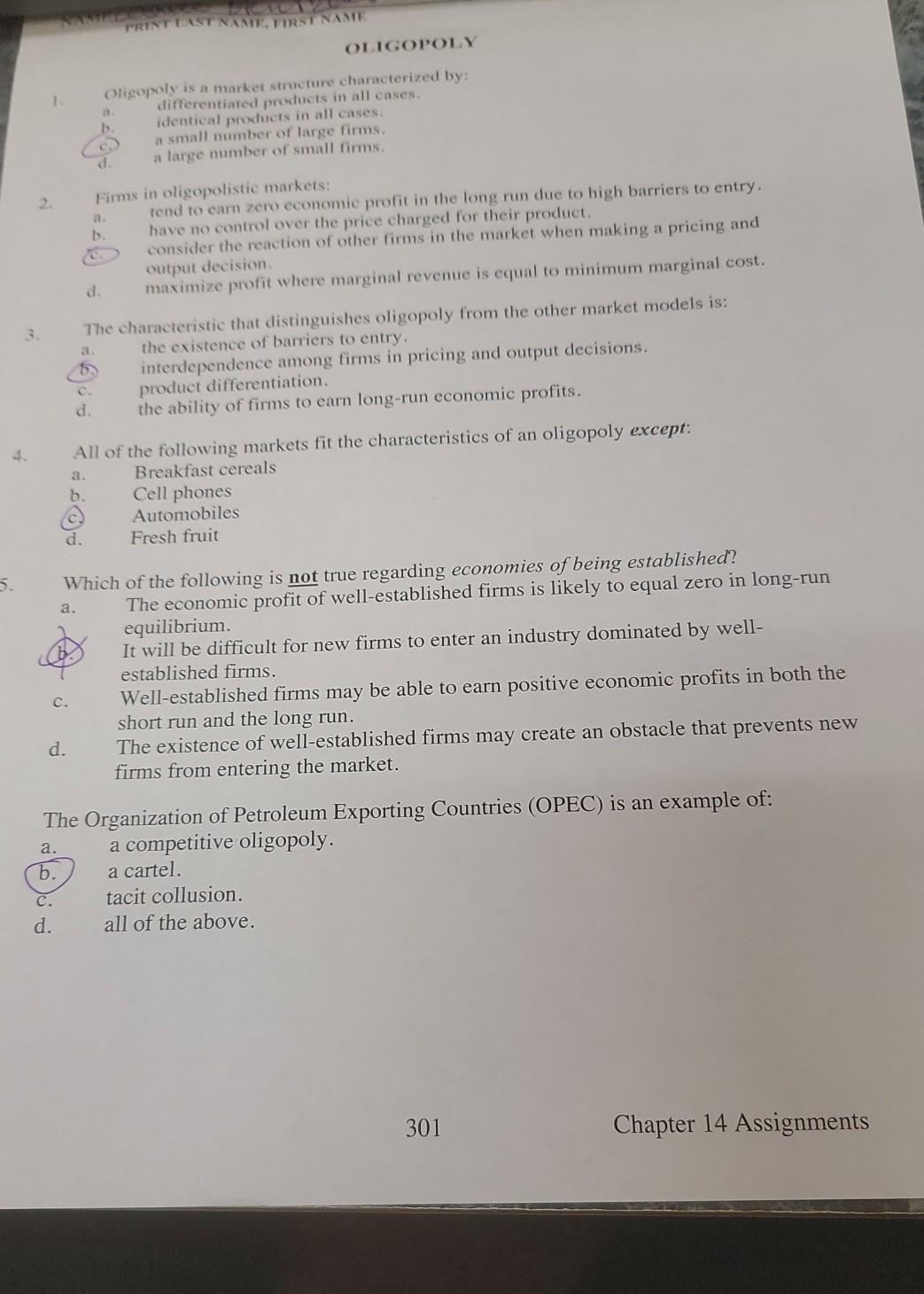 Solved 1 PRINT LAST NAME, FIRST NAME OLIGOPOLY Oligopoly is | Chegg.com