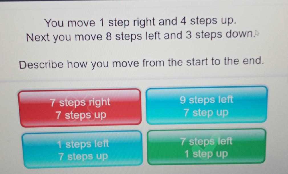 Solved You move 1 step right and 4 steps up. Next you move 8 | Chegg.com