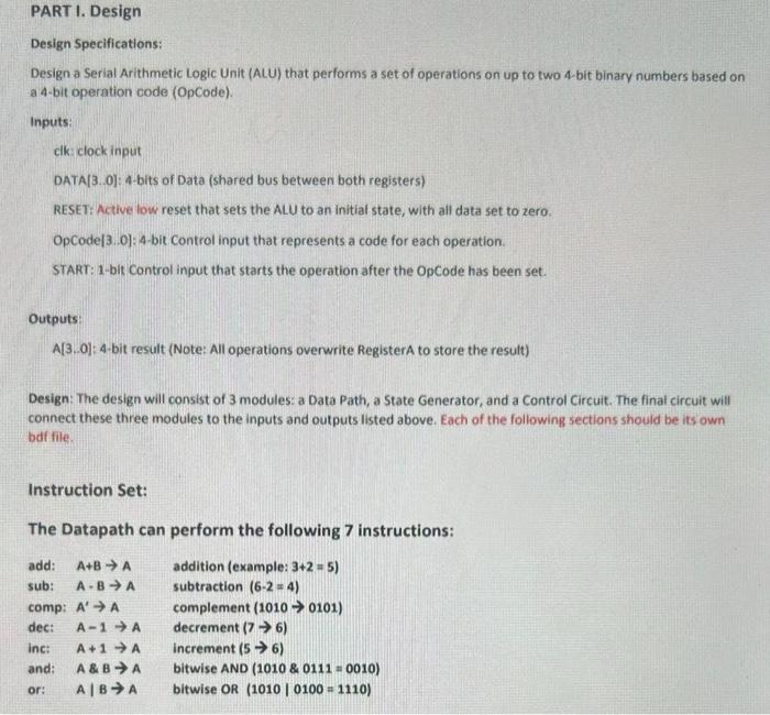 Solved Part I Datapath Module Data Path Table Use This 