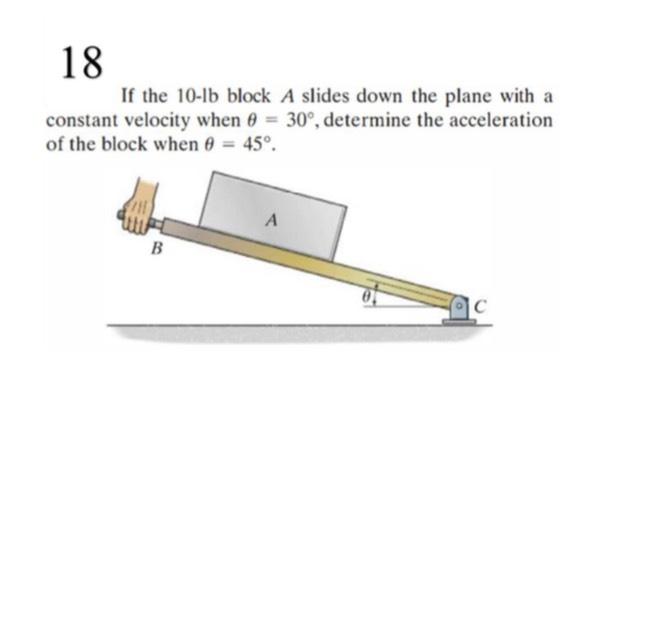 Solved 18If the 10-lb block A slides down the plane with a | Chegg.com
