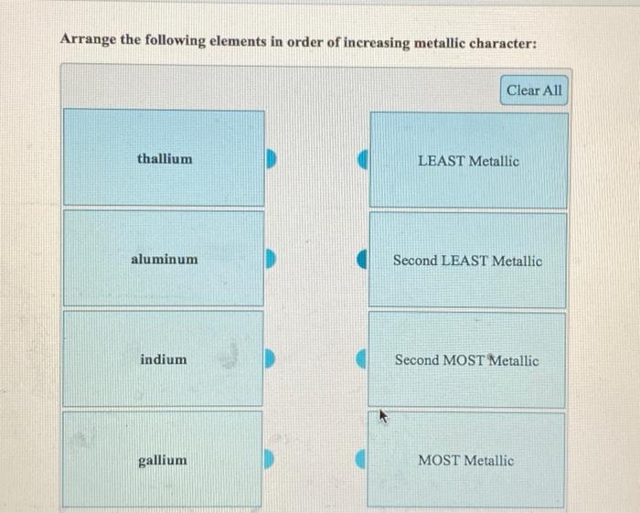 Solved Arrange the following elements in order of increasing | Chegg.com