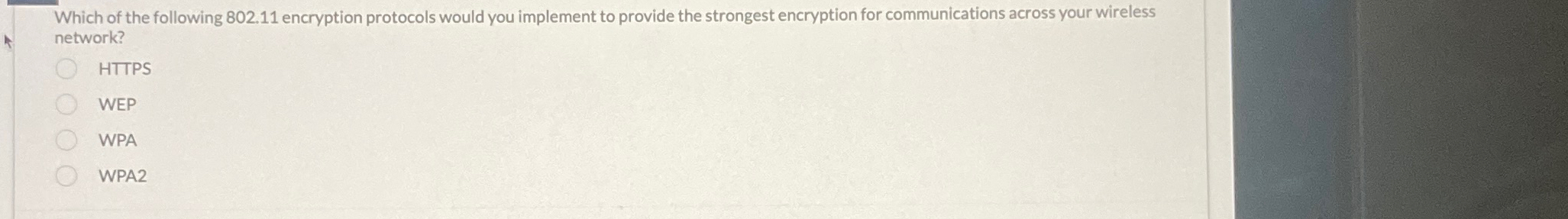 Solved Which of the following 802.11 ﻿encryption protocols | Chegg.com