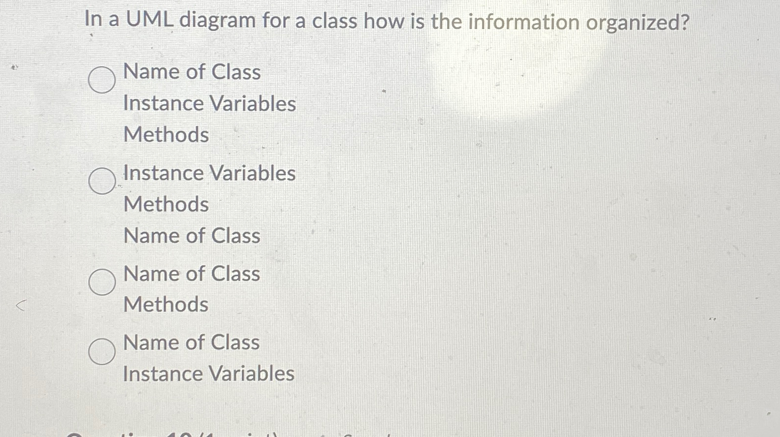 Solved In a UML diagram for a class how is the information | Chegg.com