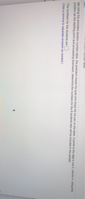 Solved (a) Using the provided random number table, the | Chegg.com