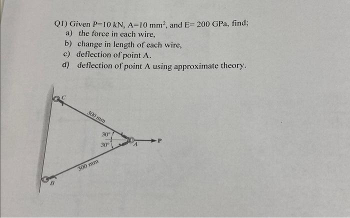 Solved Q1) Given \\( P=10 \\mathrm{kN}, \\mathrm{A}=10 | Chegg.com