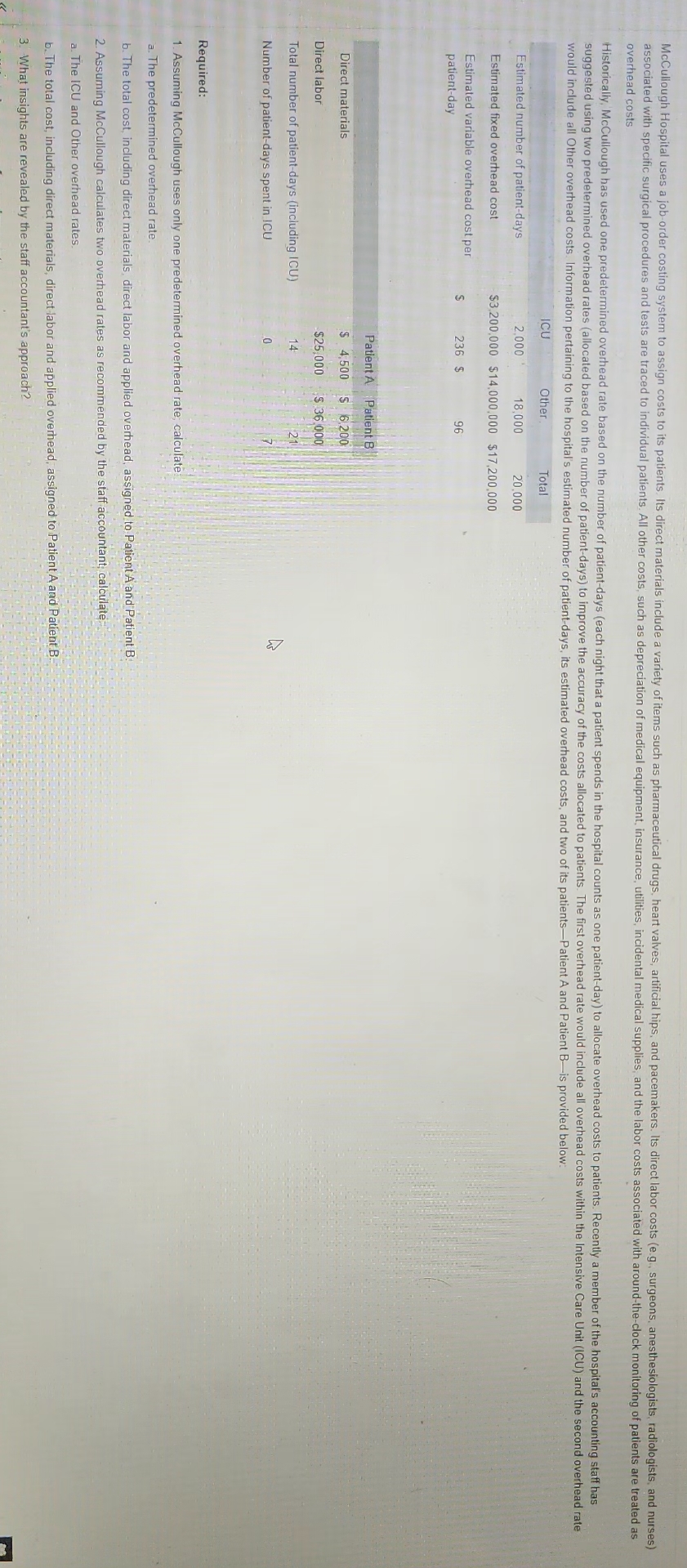 Solved overhead costs\table[[,ICU,Other.,Total],[Estimated | Chegg.com