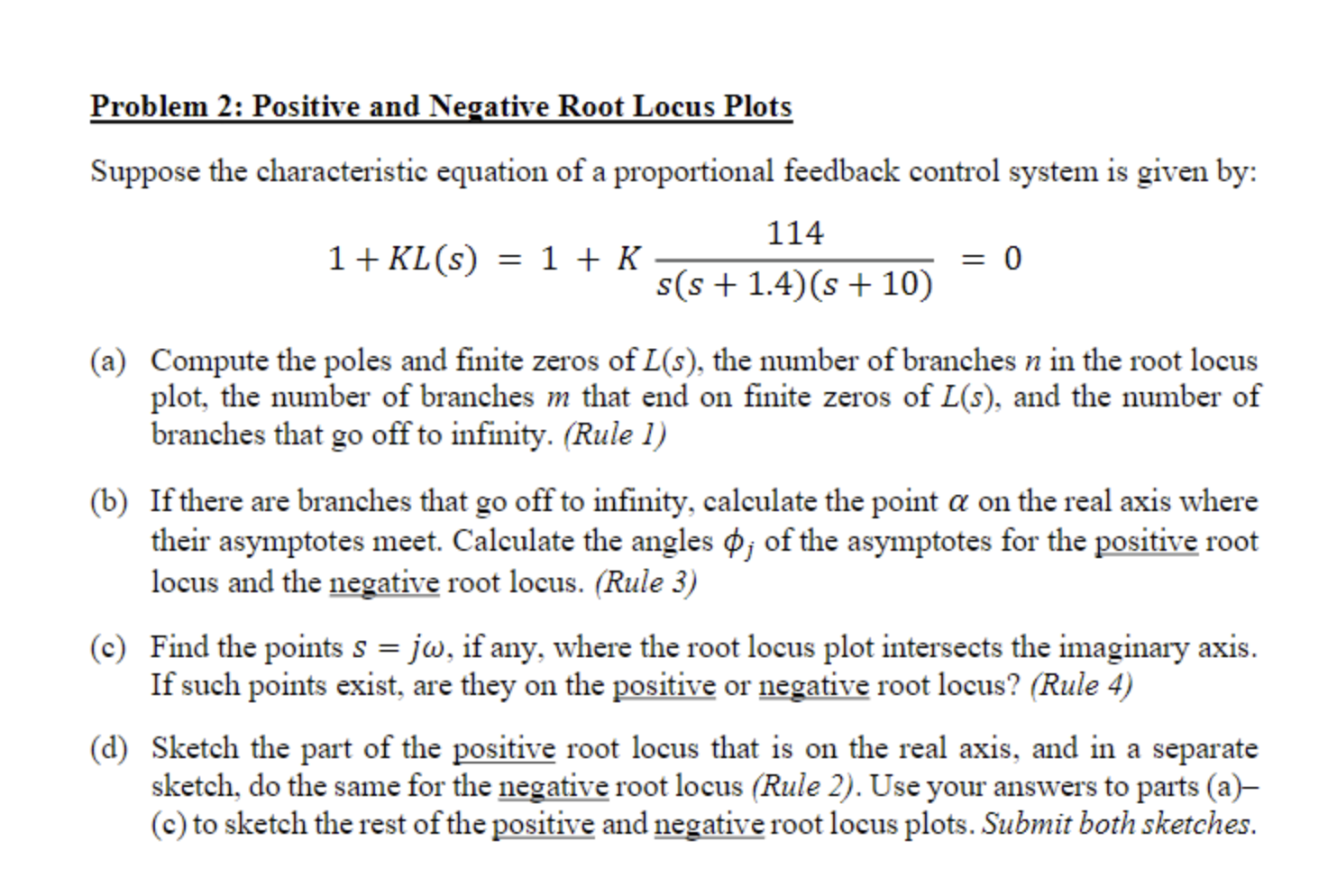 Solved Problem 2: Positive and Negative Root Locus | Chegg.com