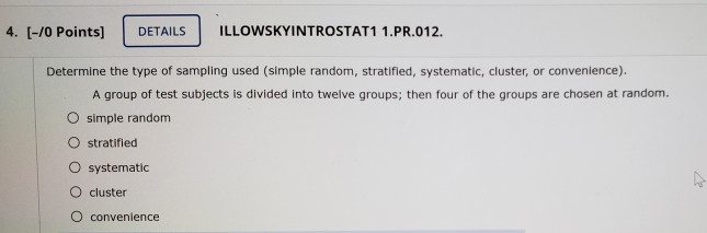 Solved 3. [-70 Points) DETAILS ILLOWSKYINTROSTAT1 1.HW.081. | Chegg.com