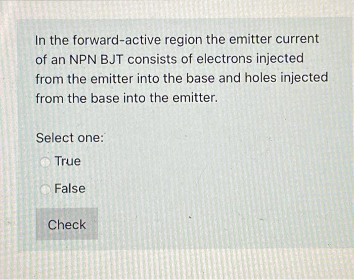 Solved In the forward-active region the emitter current of | Chegg.com
