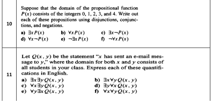 Solved 10 Suppose that the domain of the propositional | Chegg.com