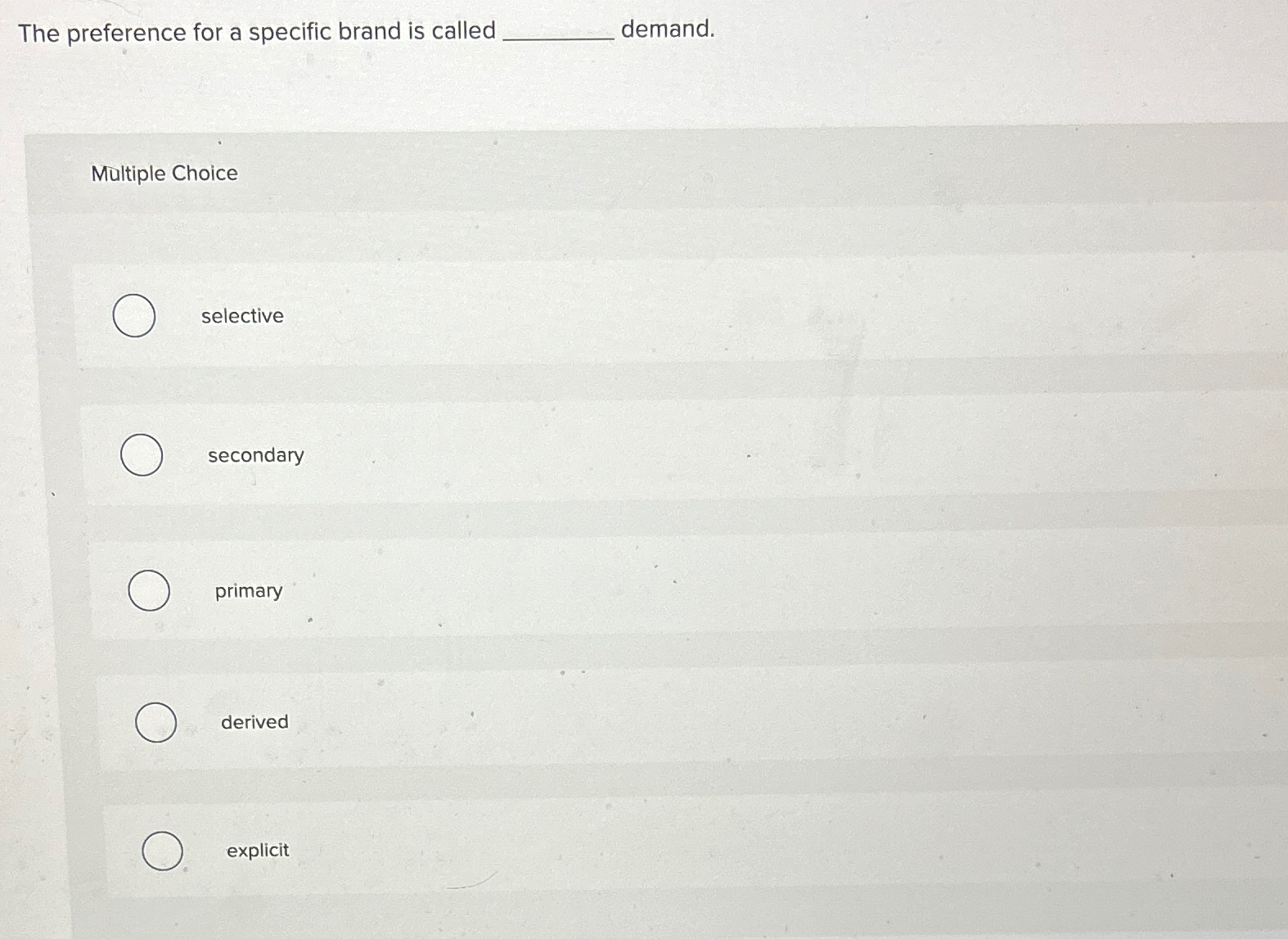 Solved The preference for a specific brand is called | Chegg.com
