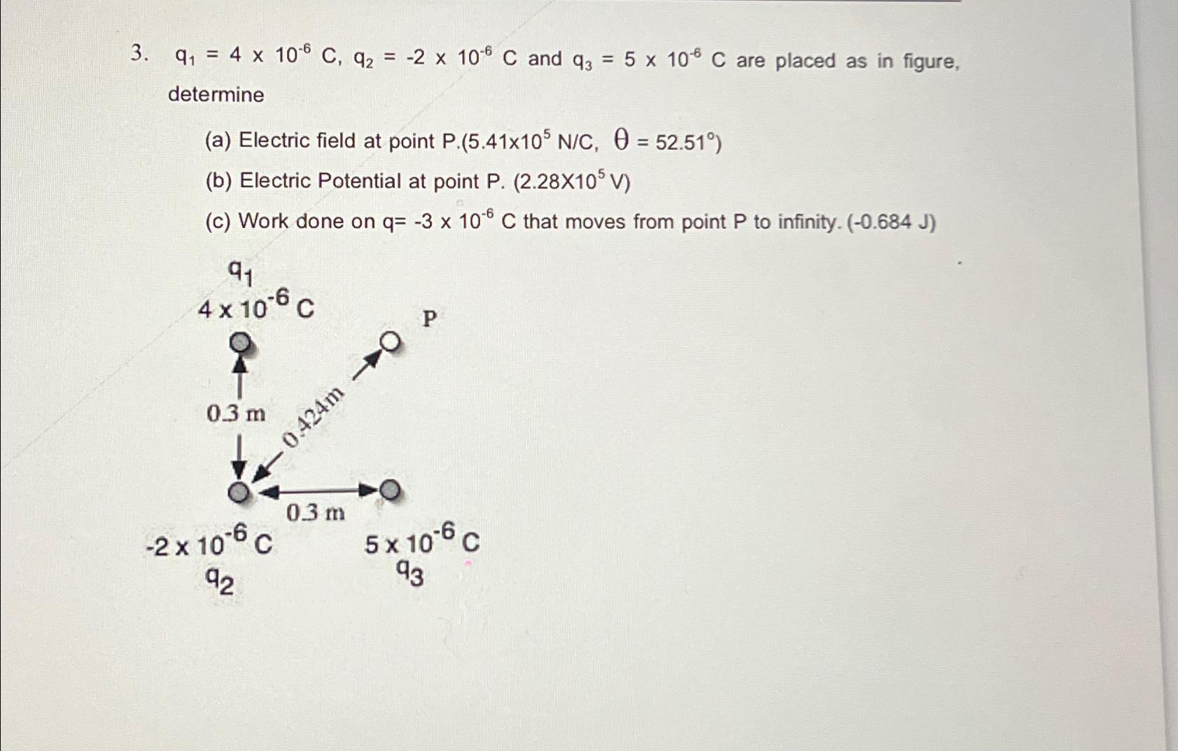Solved q1=4×10-6C,q2=-2×10-6C ﻿and q3=5×10-6C ﻿are placed as | Chegg.com