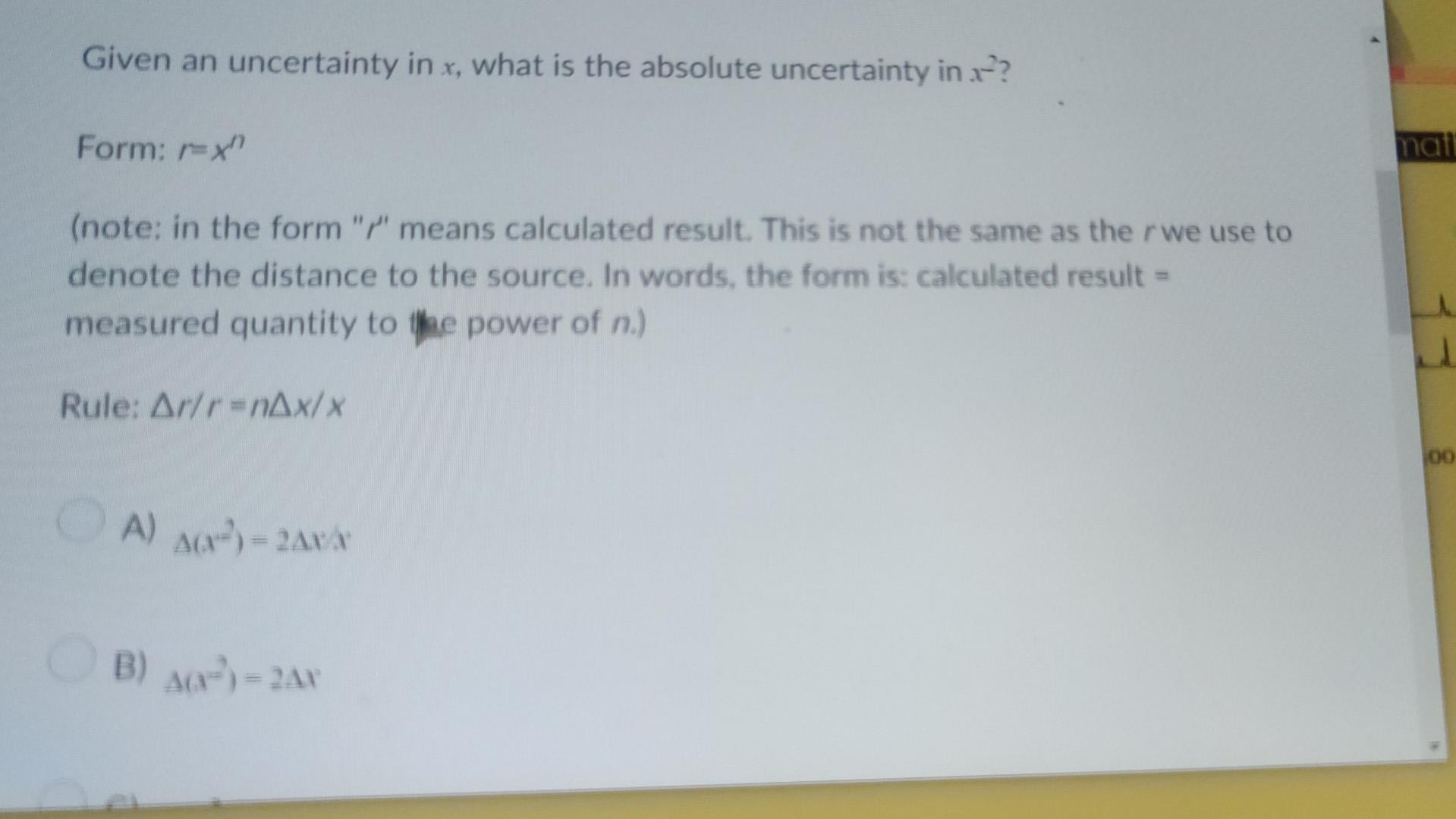 Solved Given an uncertainty in x, what is the absolute | Chegg.com