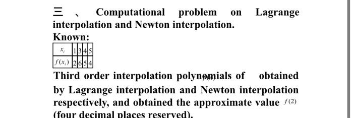 Solved Computational problem on Lagrange interpolation and | Chegg.com