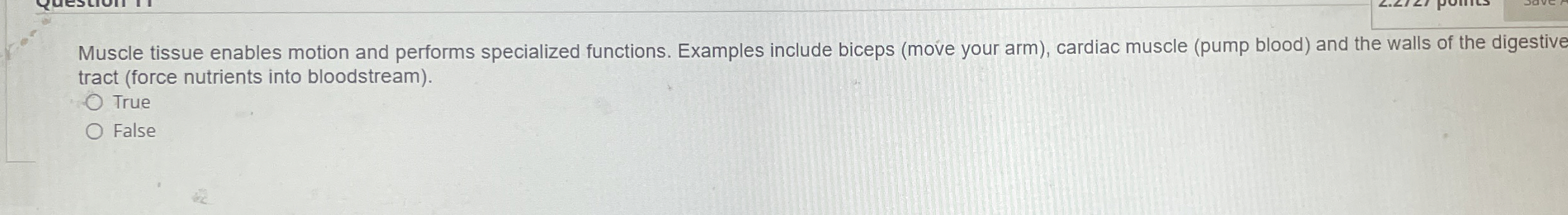 Solved Muscle tissue enables motion and performs specialized | Chegg.com