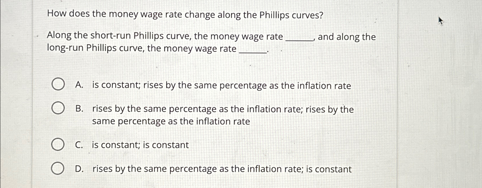 Solved How does the money wage rate change along the | Chegg.com