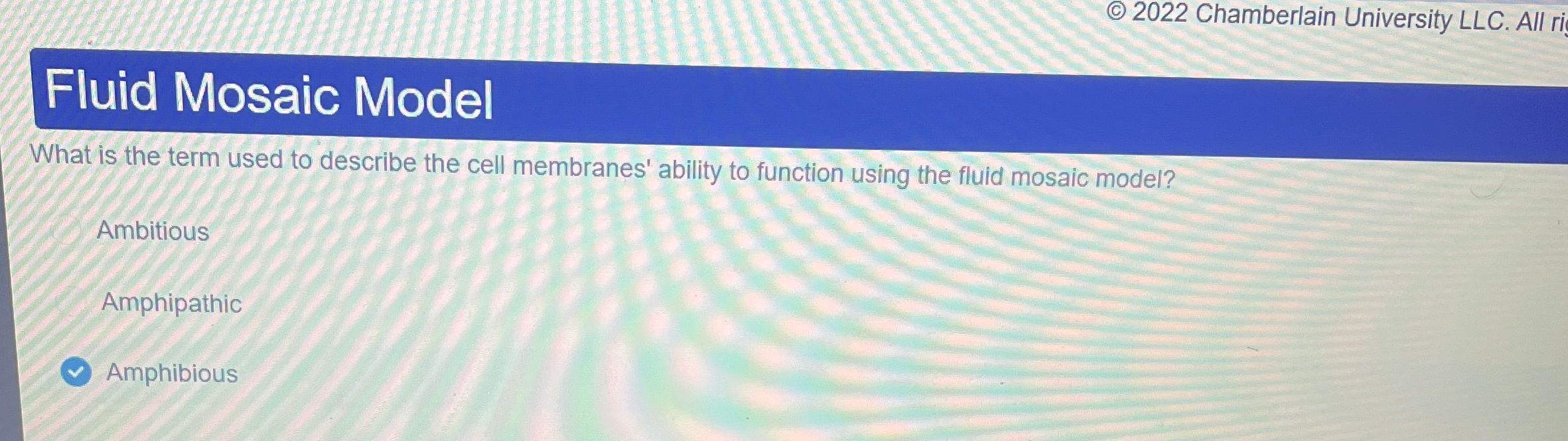 Solved ©) 2022 ﻿Chamberlain University LLC. ﻿All riFluid | Chegg.com