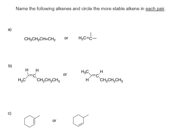 Solved I want to know how to name Alkenes and how to | Chegg.com