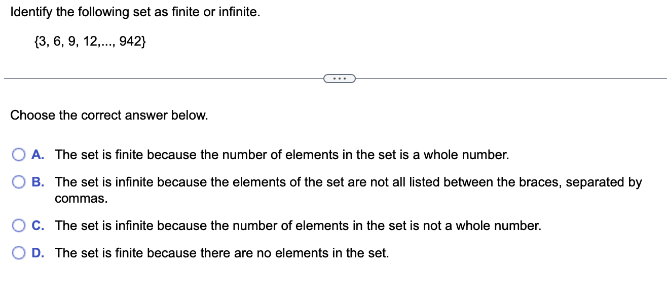 Solved Identify the following set as finite or | Chegg.com