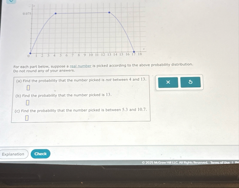 For each part below, suppose a real number is picked | Chegg.com